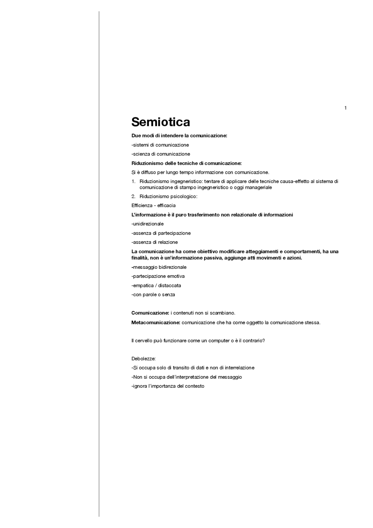 Schemi Del Corso Di Semiotica Docsity