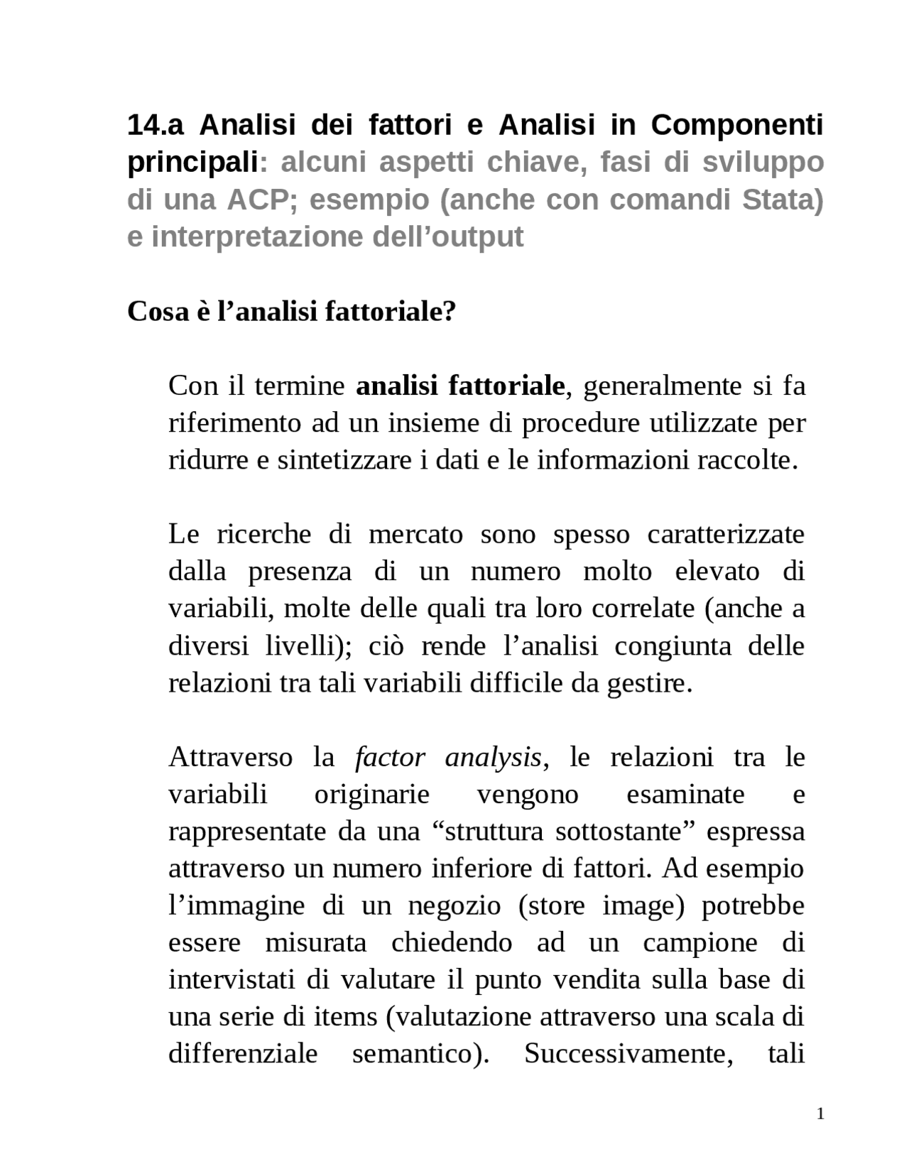 Esercizio Sullanalisi Fattoriale Docsity