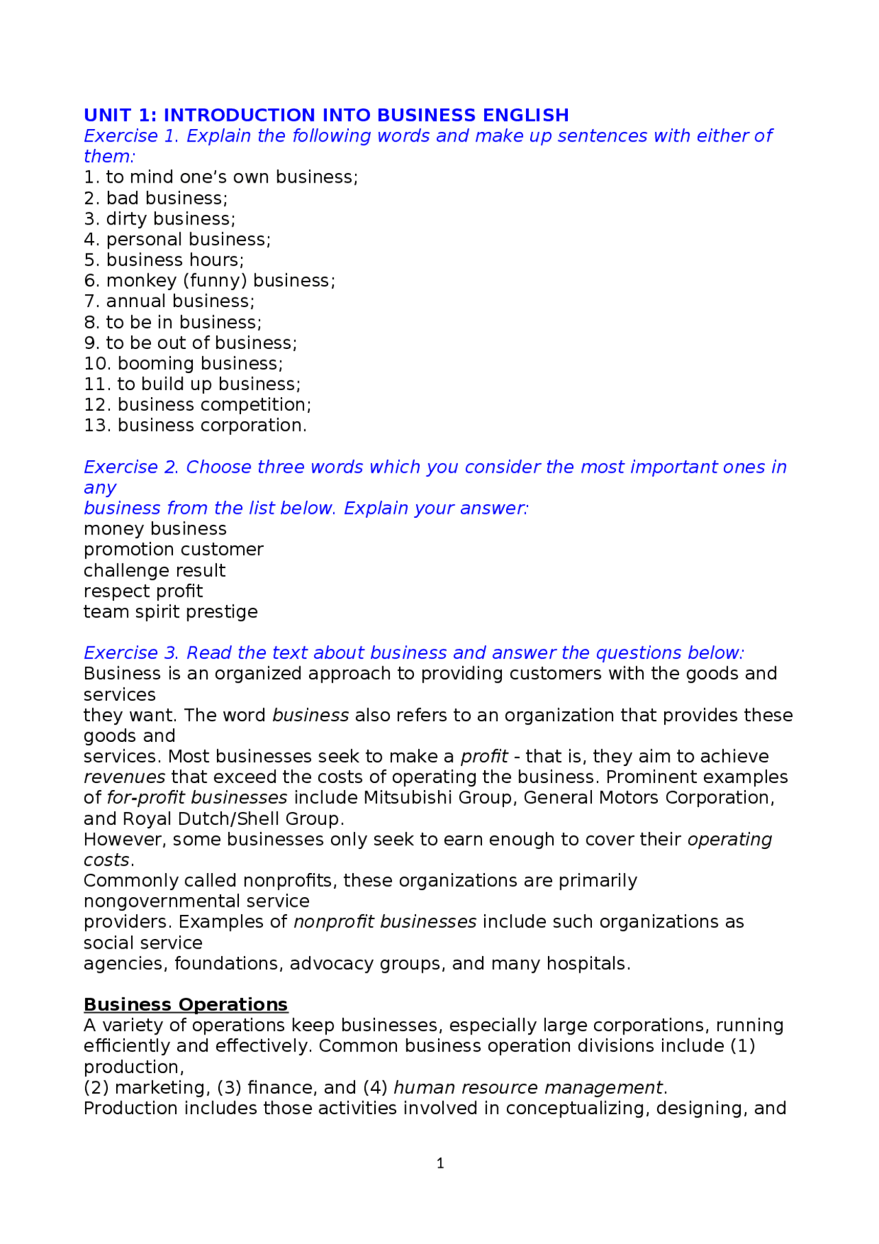 Esercizi B1 Business English - Docsity