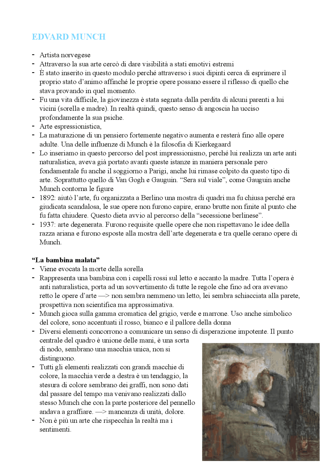 Edvard Munch Vita E Opere Docsity