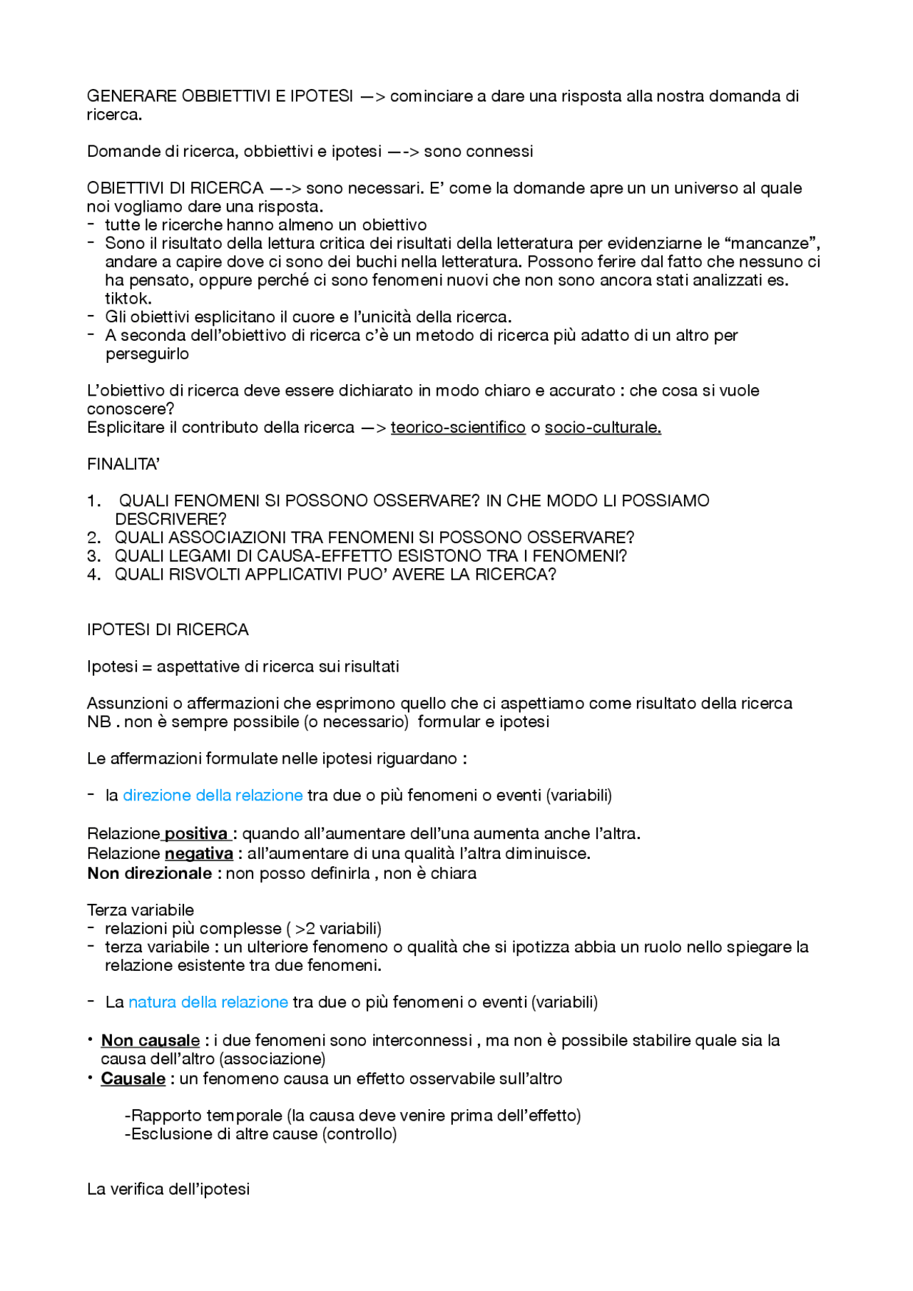 Appunti Metodologia 1 Docsity