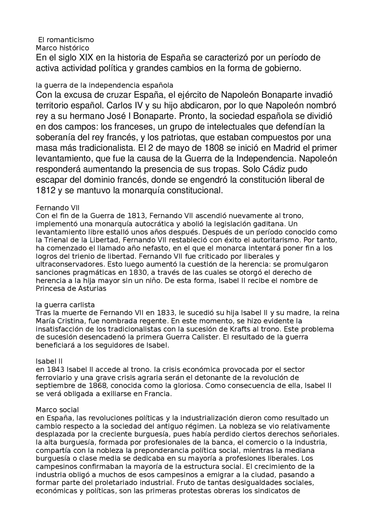 Marco historico spagnolo - Docsity