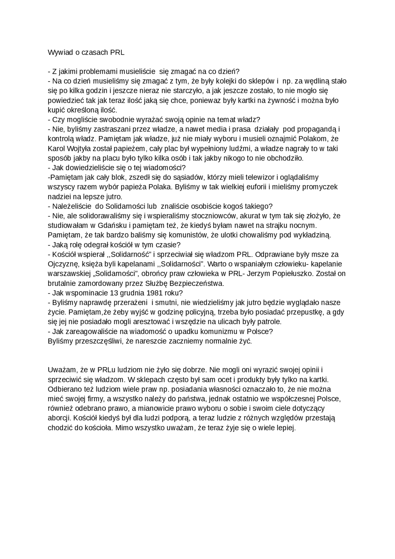 Historia PRL | Publikacje Historia | Docsity