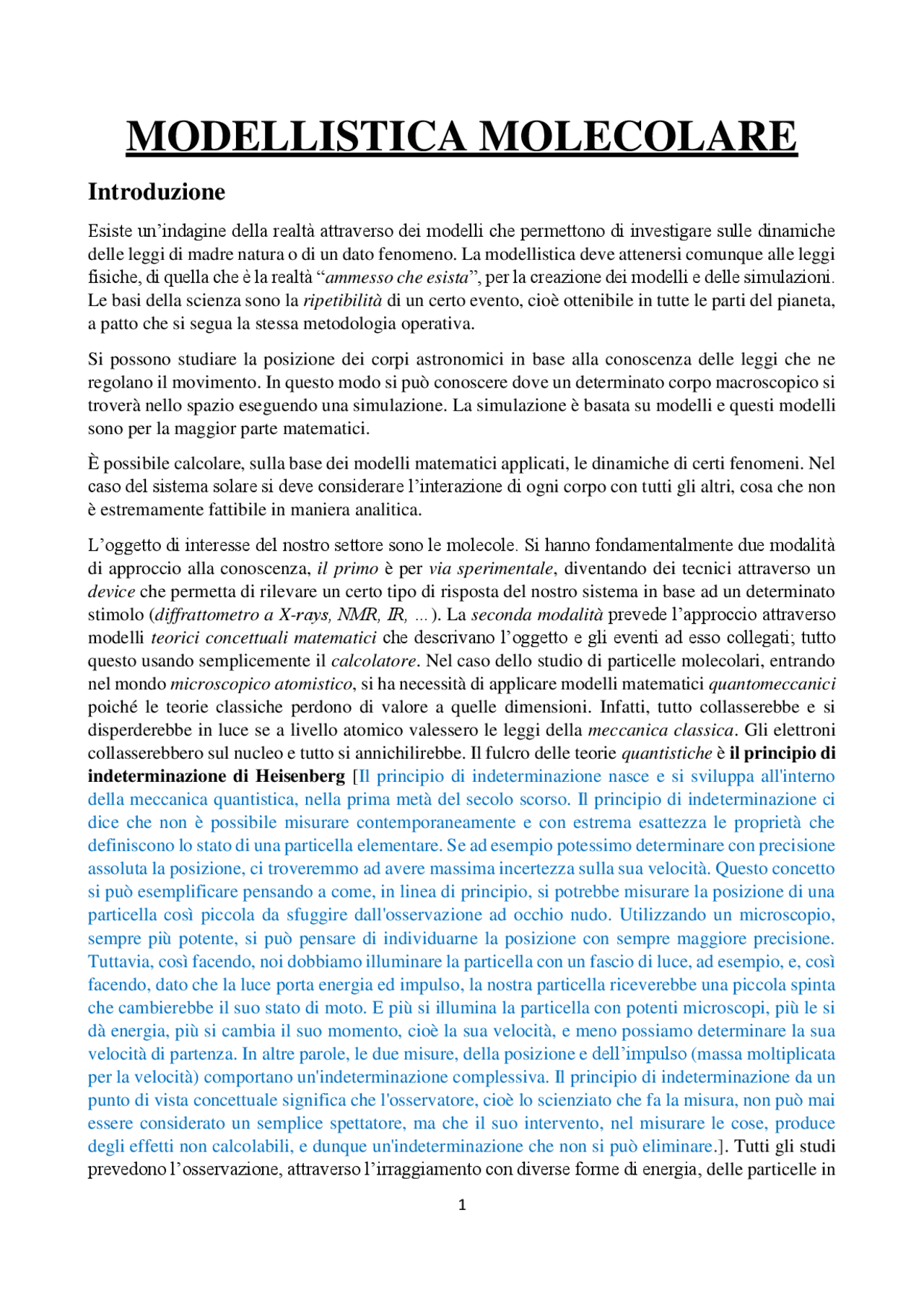 Appunti Modellistica Molecolare - Docsity