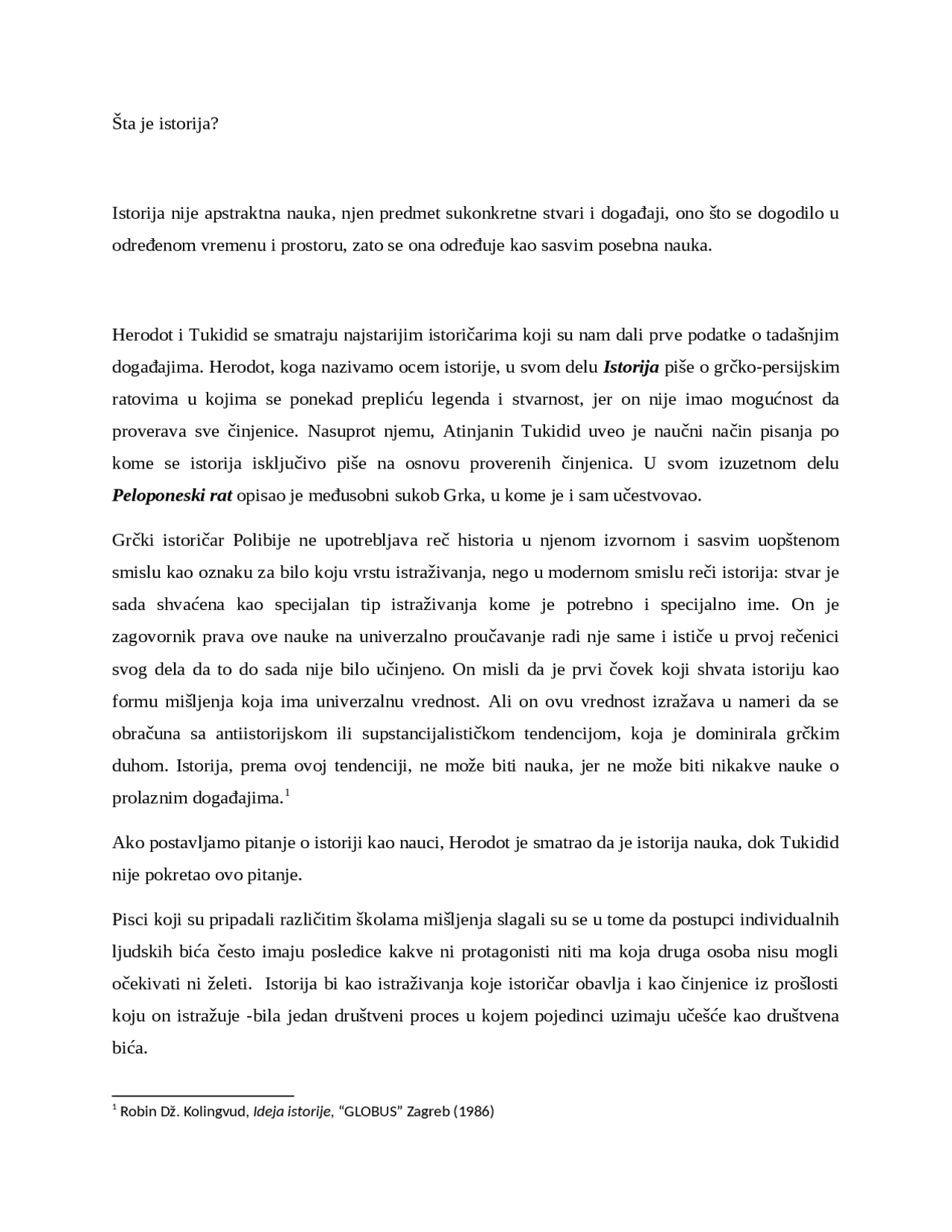 Referat na temu sta je istorija | Rezime' predlog Istorija - Docsity