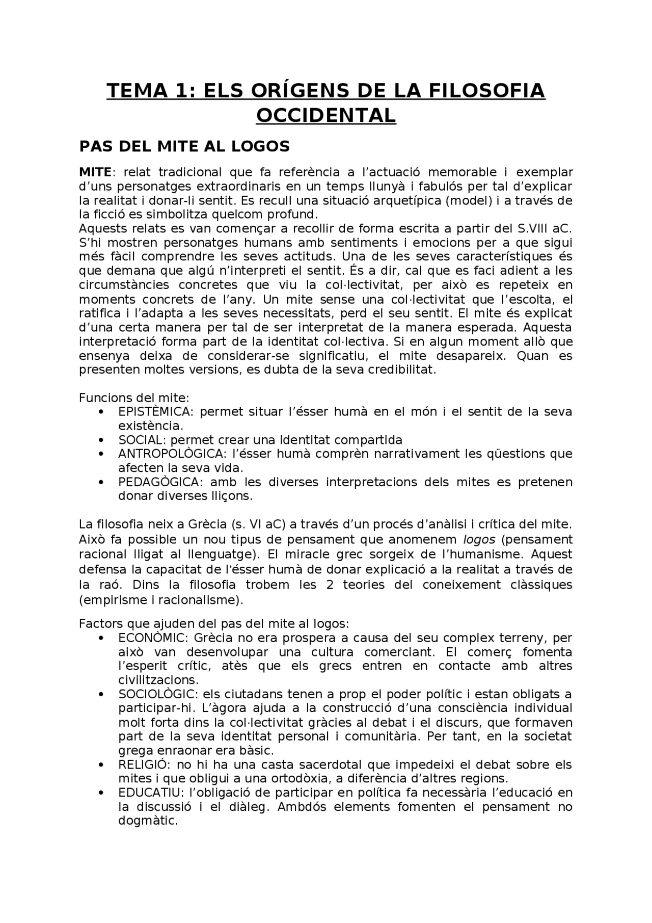 Filosofia 2n Batxillerato Docsity