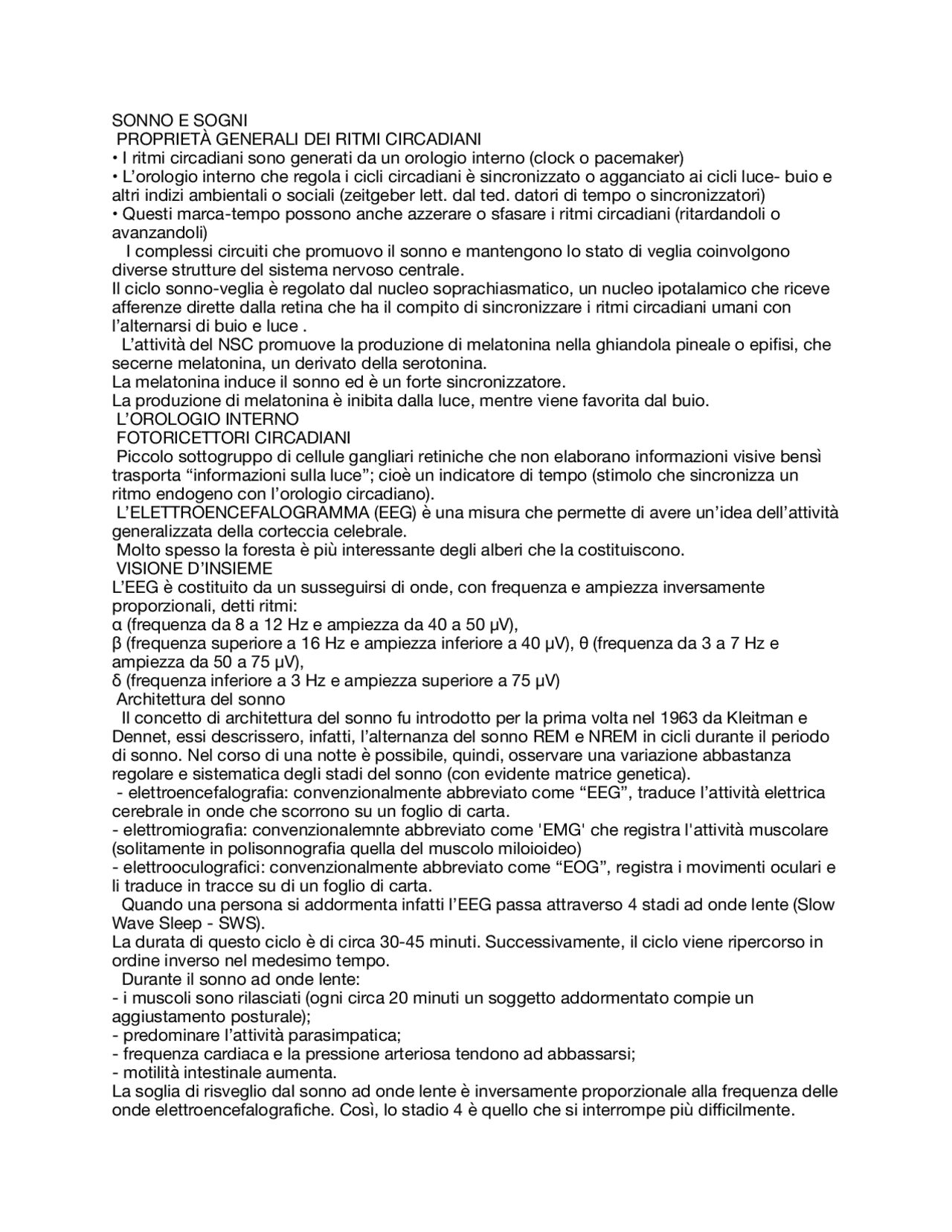 Il Sonno E I Sogni Manuale Di Anatomia Docsity