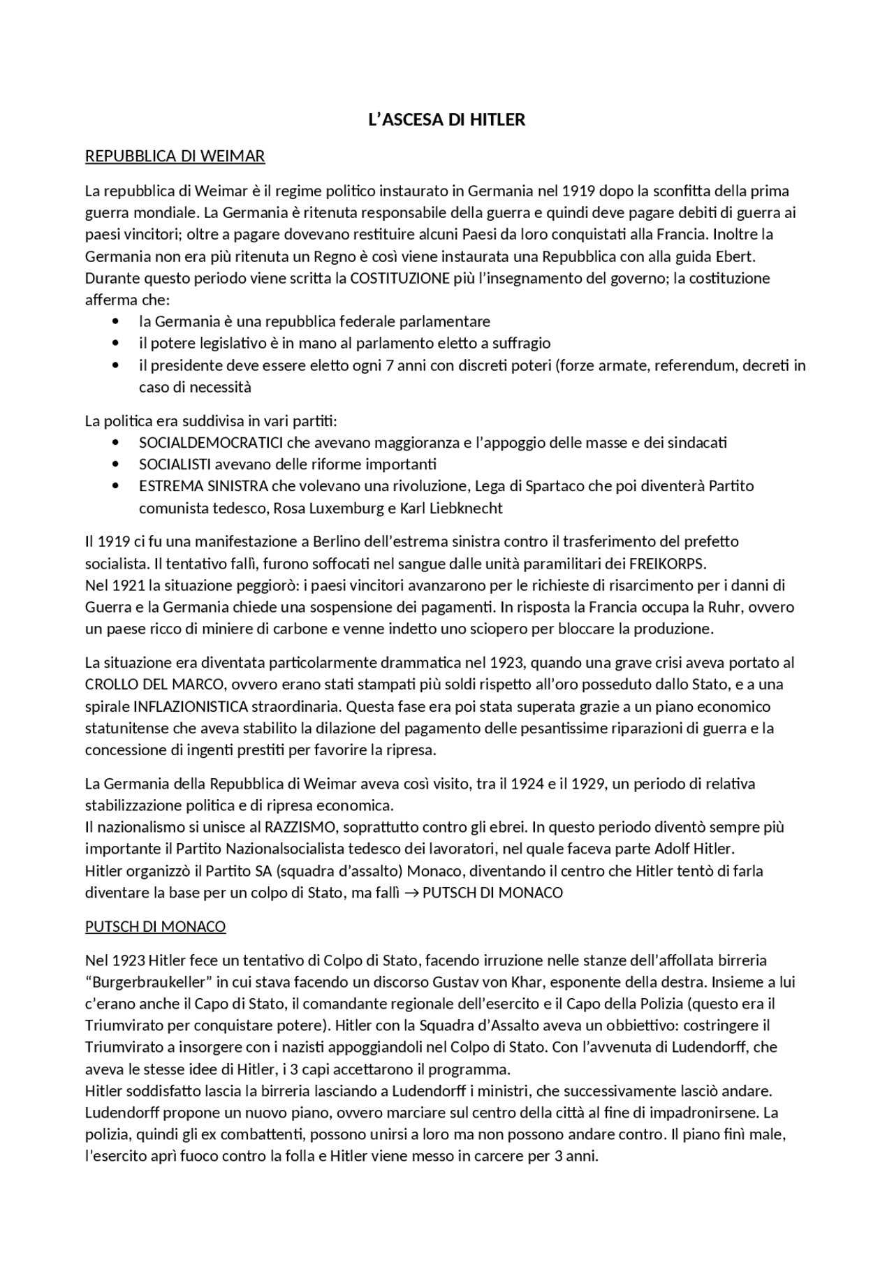Lascesa Di Hitler Docsity