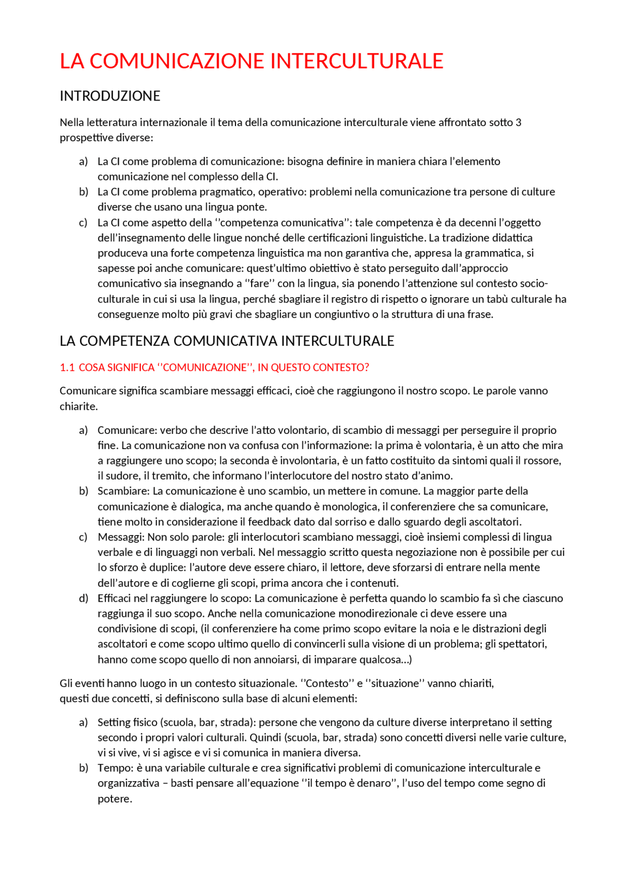 Riassunto Completo Del Libro La Comunicazione Interculturale Docsity