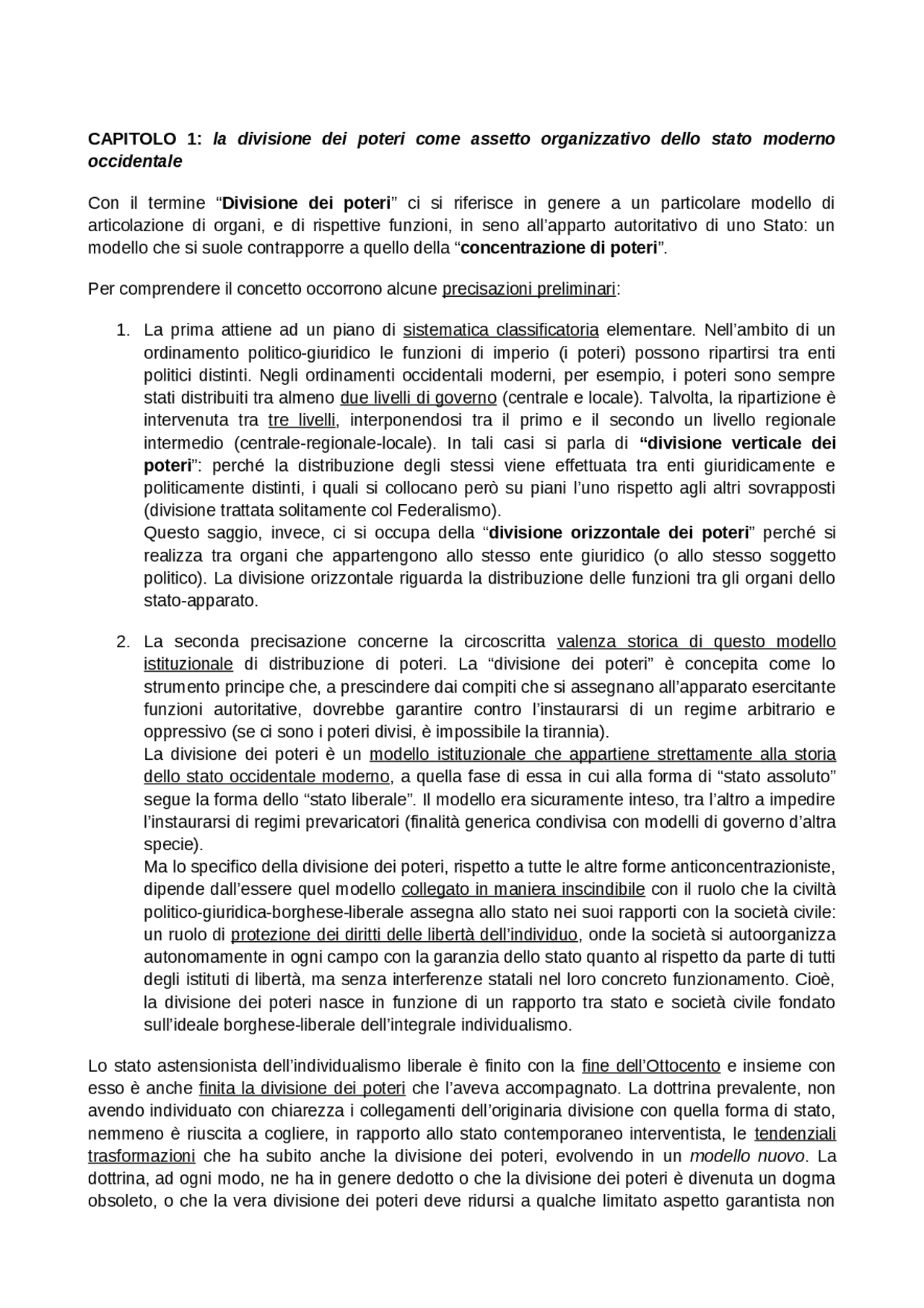 Riassunti Completi Libro La Divisione Dei Poteri Di Bognetti Diritto