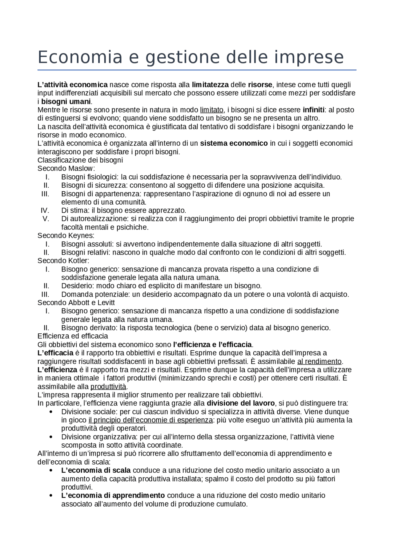Economia E Gestione Delle Imprese Docsity
