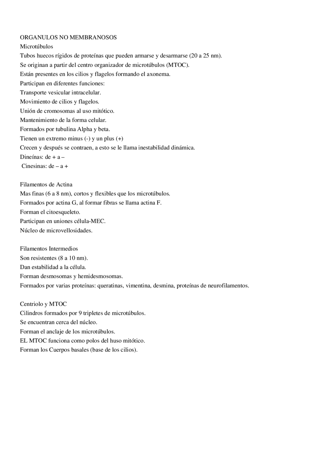Orgánulo No Membranosos Diapositivas De Histología Docsity