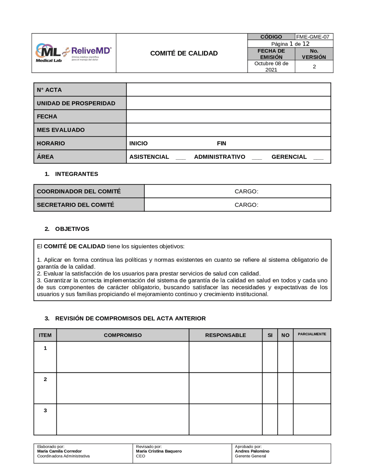FORMATOS DE COMITE EN SALUD - Docsity