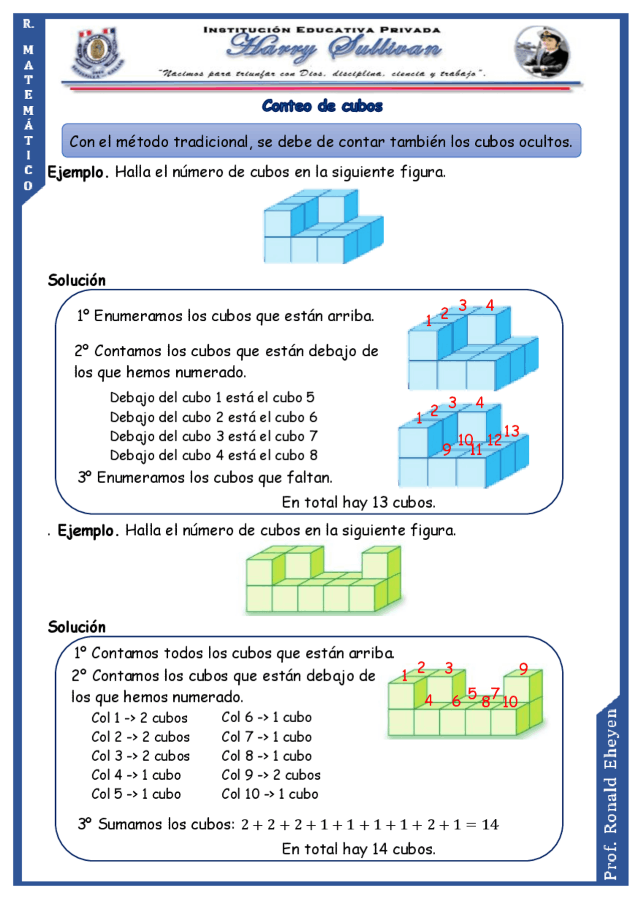Conteo de cubos - Usando métodos prácticos - Docsity