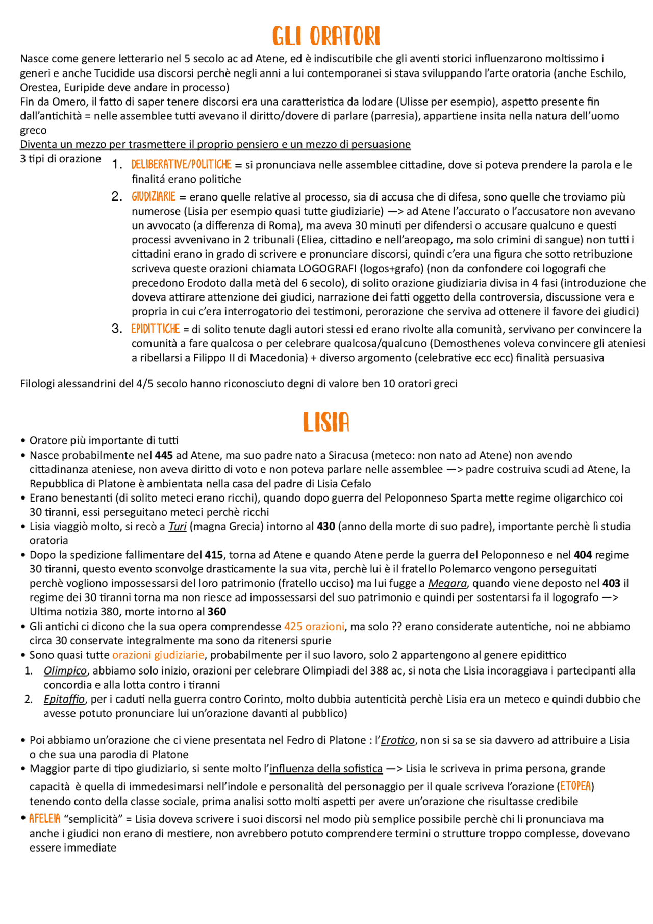 Lisia E Larte Oratoria Docsity