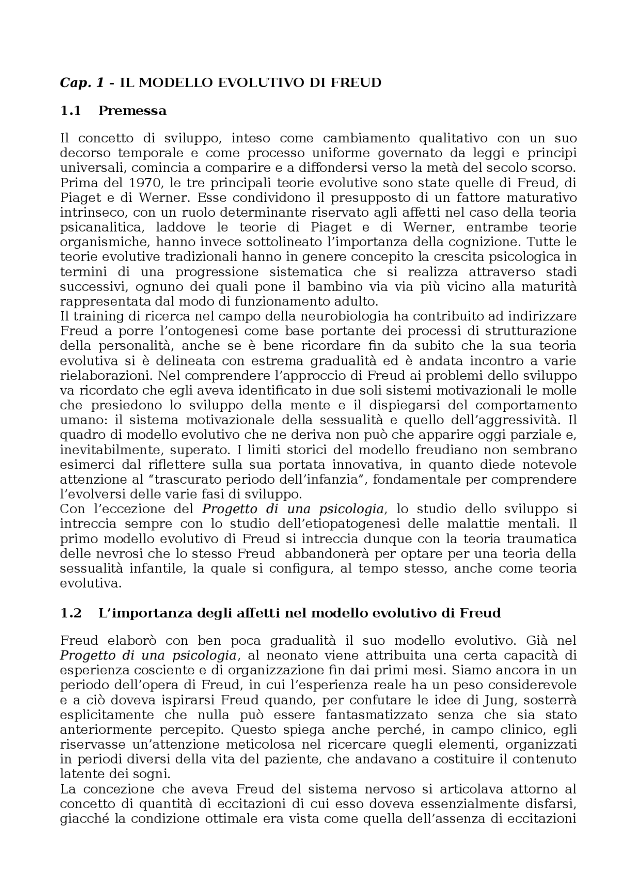 Modelli Di Sviluppo In Psicoanalisi Sintesi E Appunti Vari Docsity