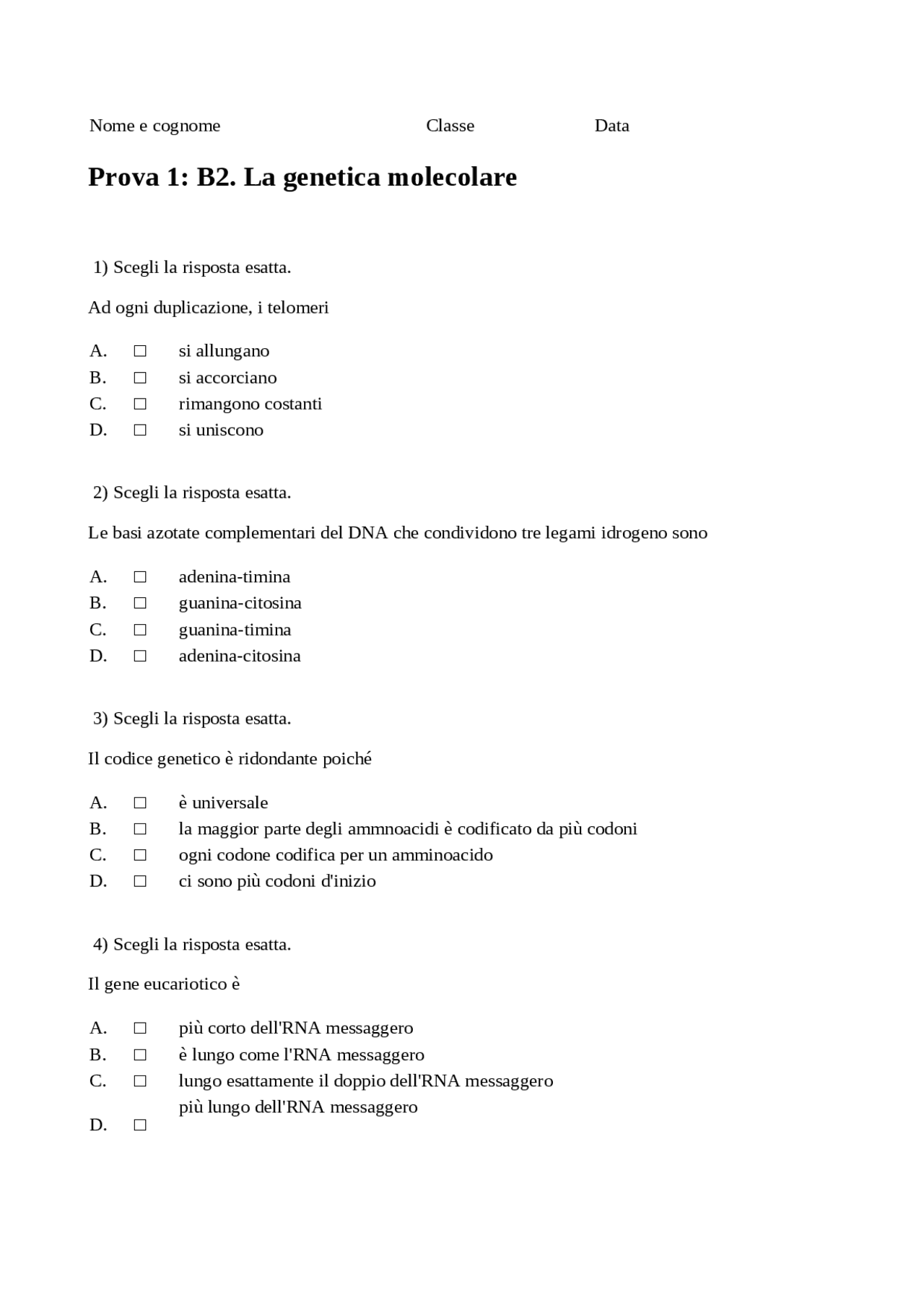 Genetica Molecolare Docsity