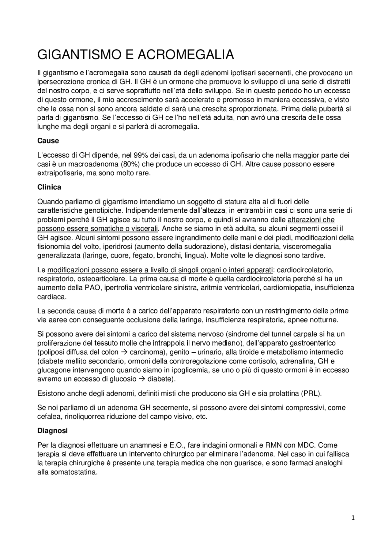Endocrinologia Gigantismo E Acromegalia Appunti Di Endocrinologia