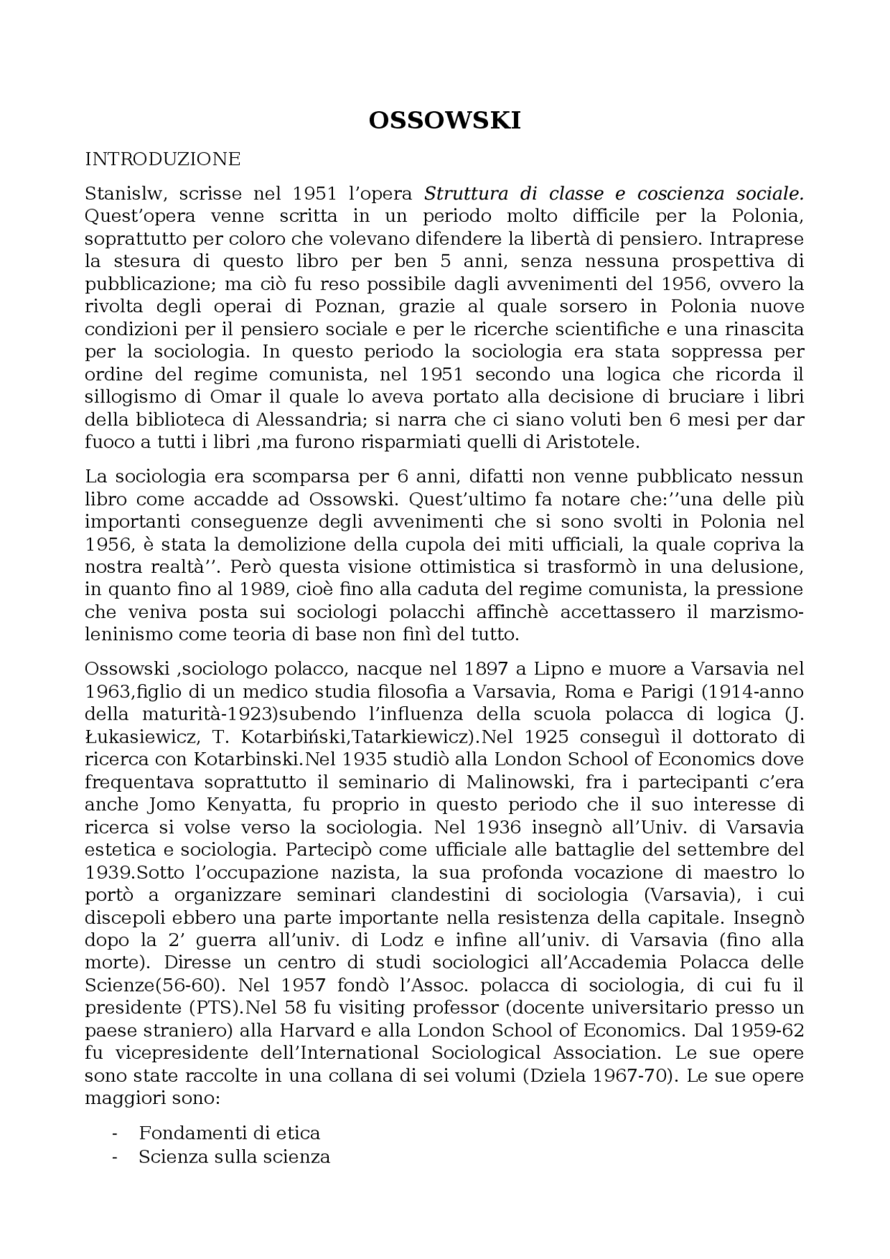 Ossowski Sulla Patria E La Nazione Docsity