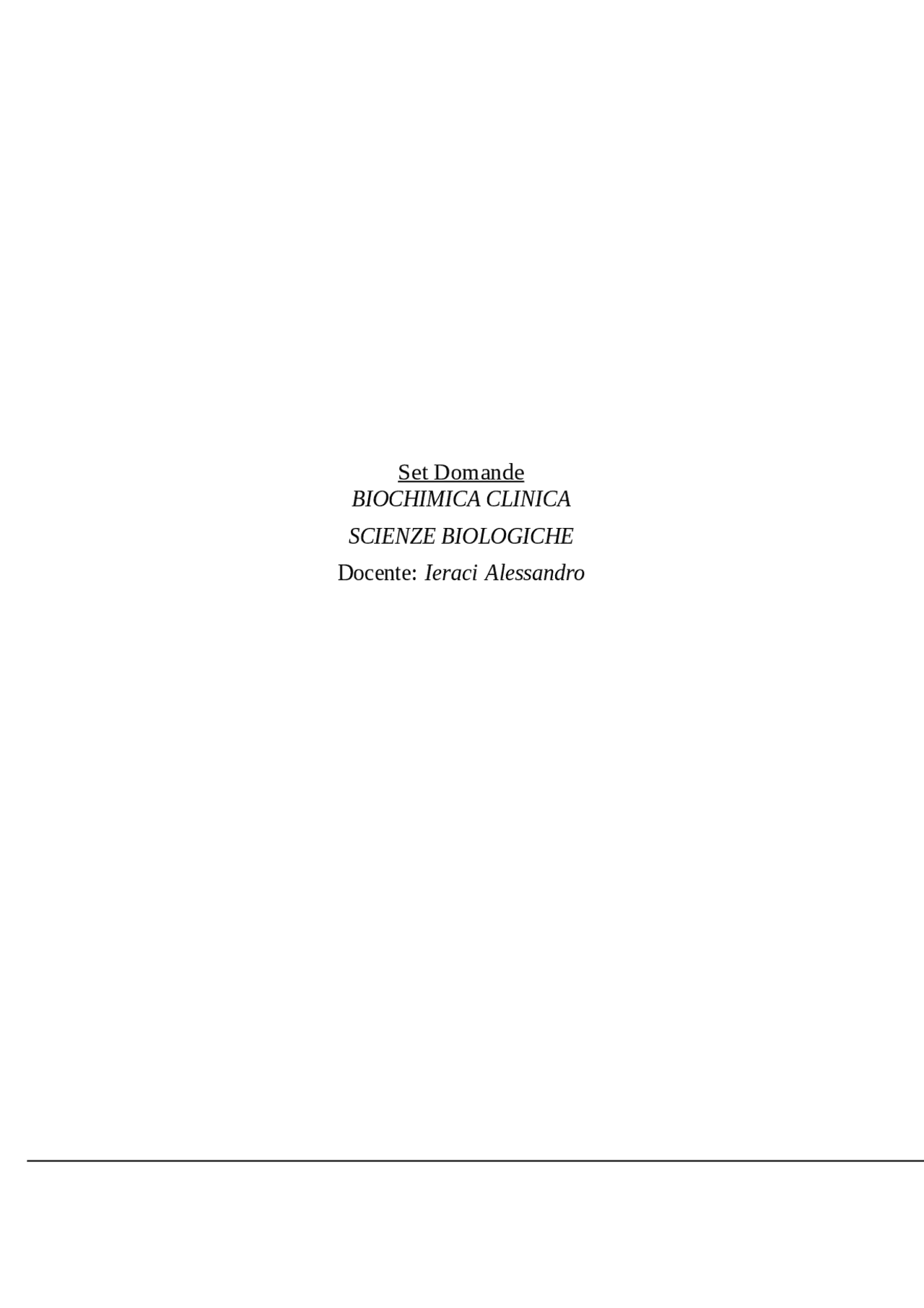 Set Domande Aperte Biochimica Clinica Ecampus Scienze Biologiche Ii