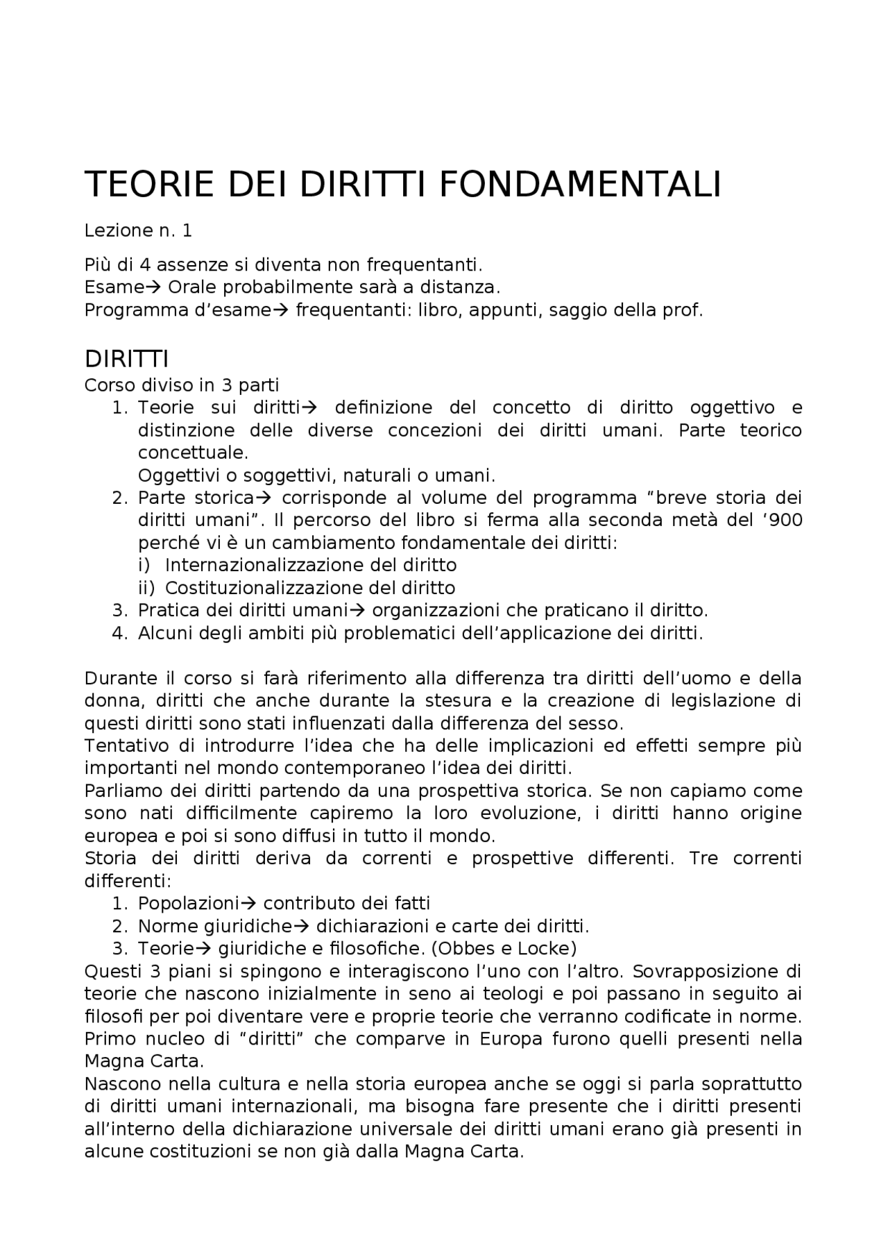 Teorie Dei Diritti Fondamentali Docsity