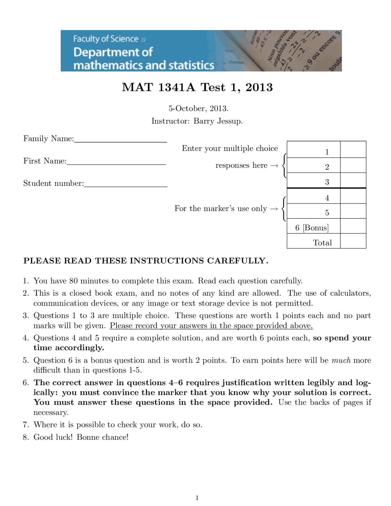 Linear Algebra Midterms Docsity