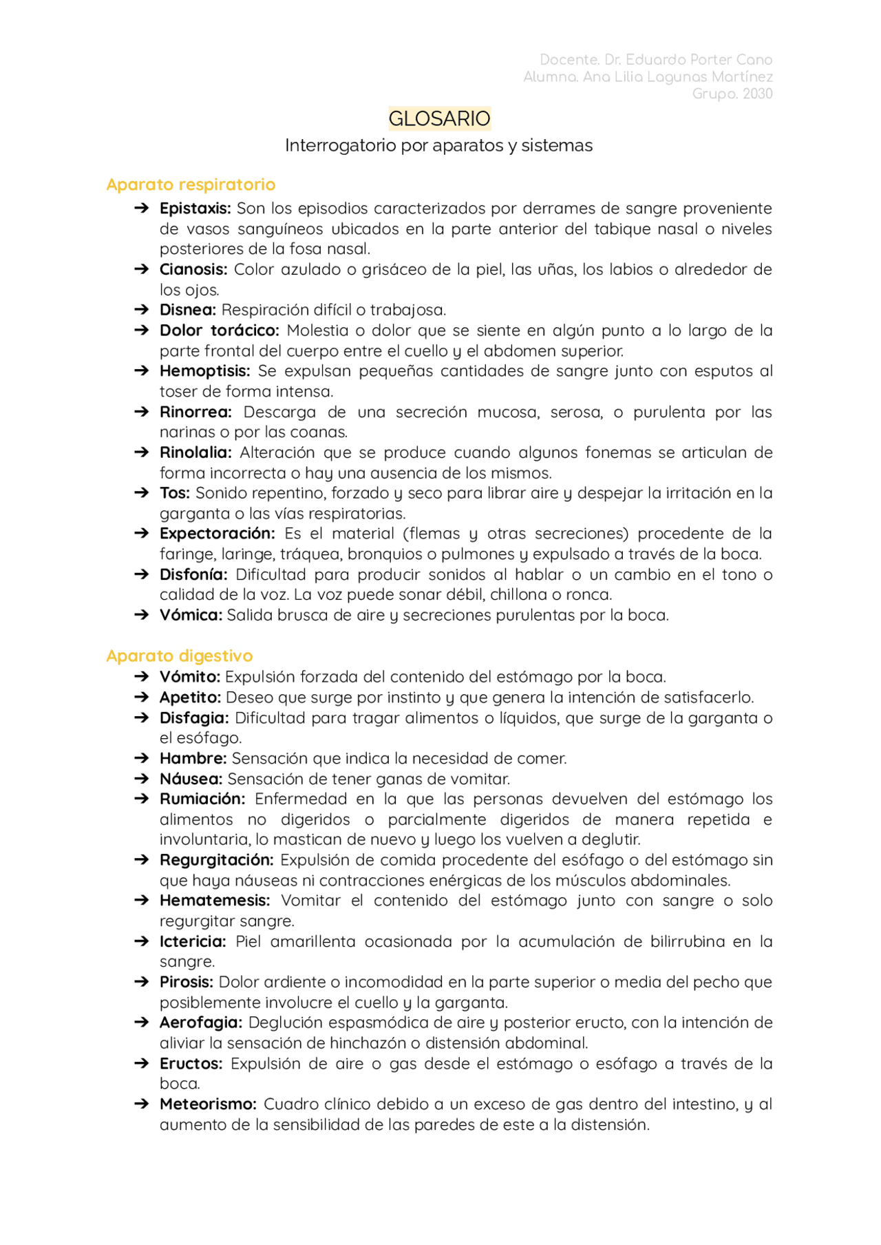 Glosario interrogación - Docsity