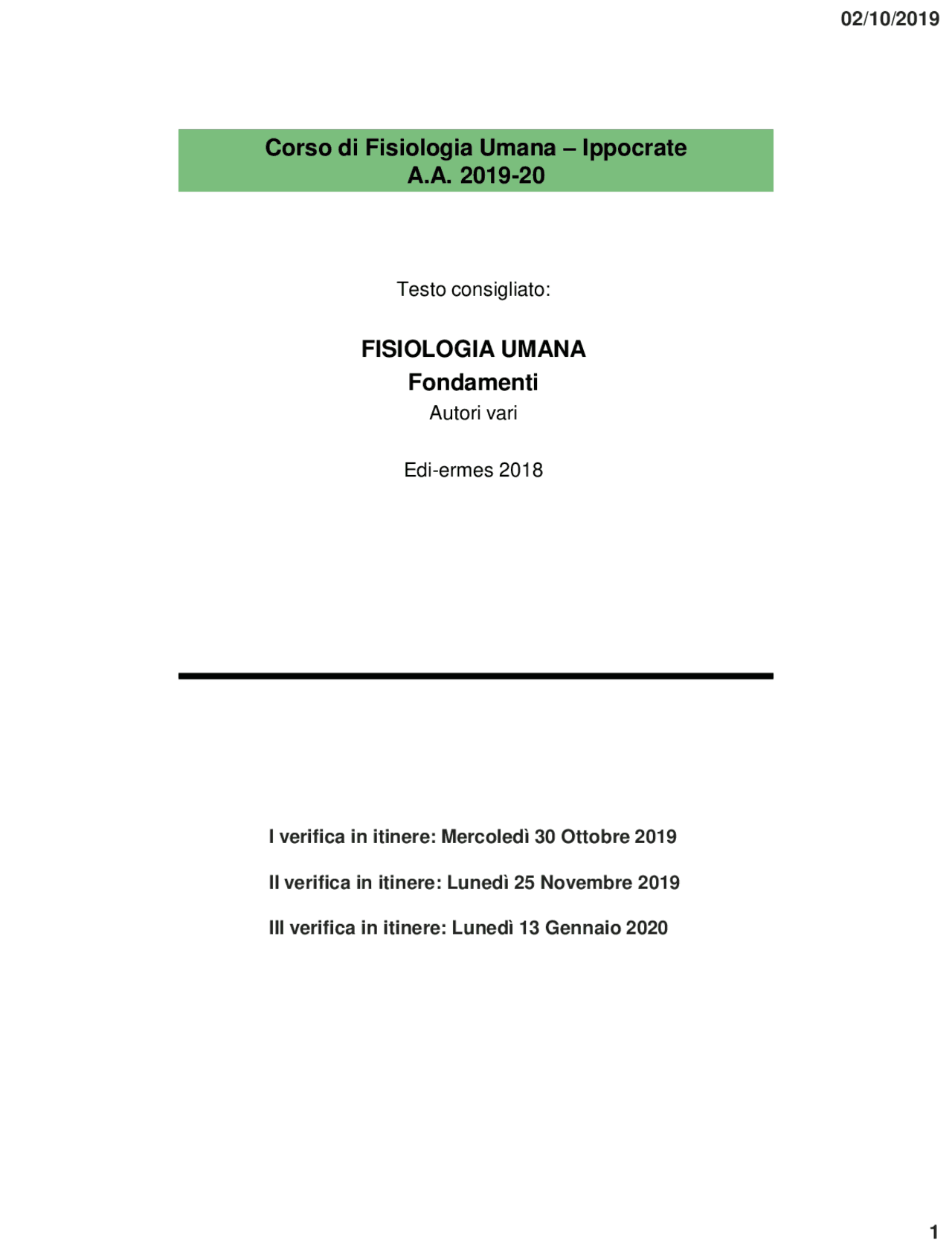 Slide Complete Fisiologia Umana Docsity