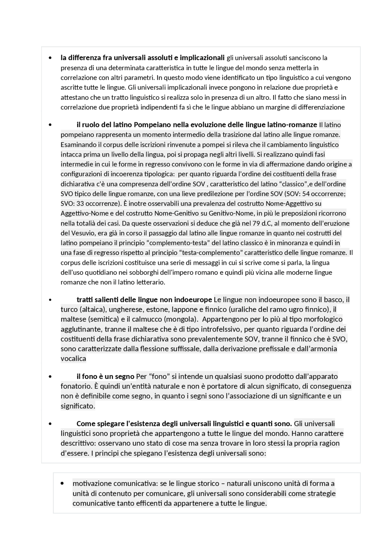 Domande E Risposte Dellesame Orale Di Linguistica Generale Docsity