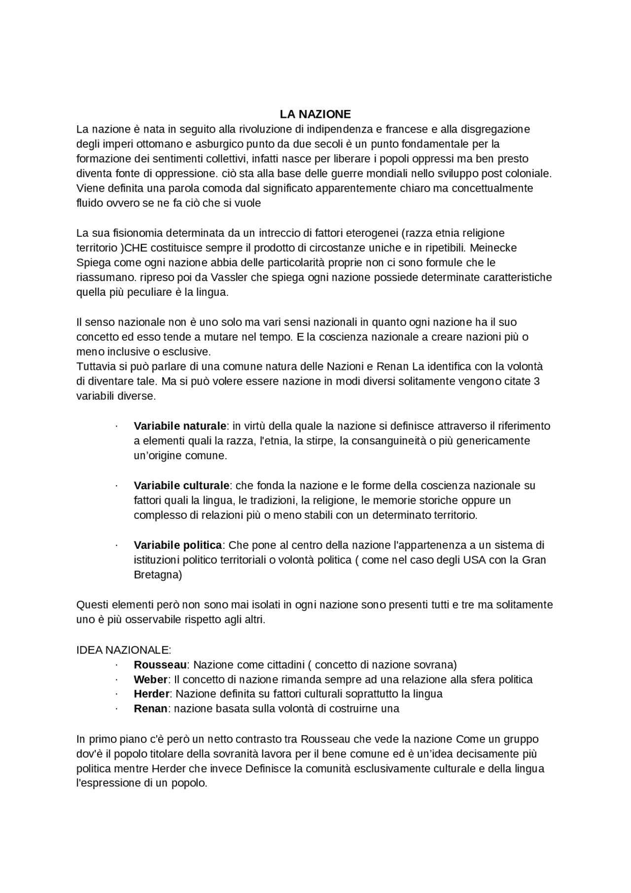 La Nazione Riassunto Docsity