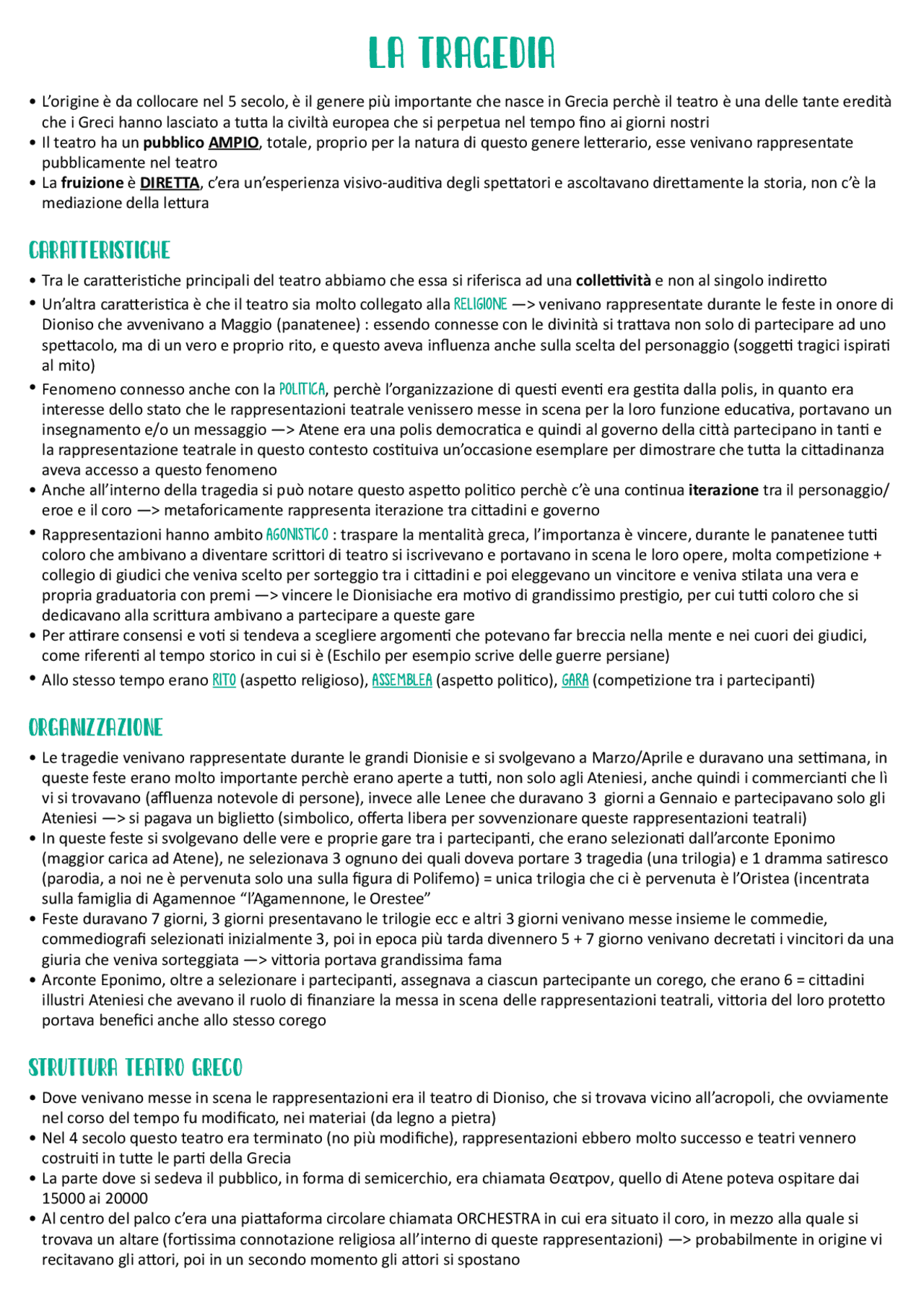 La Tragedia Eschilo E Sofocle Notes De Grec Docsity