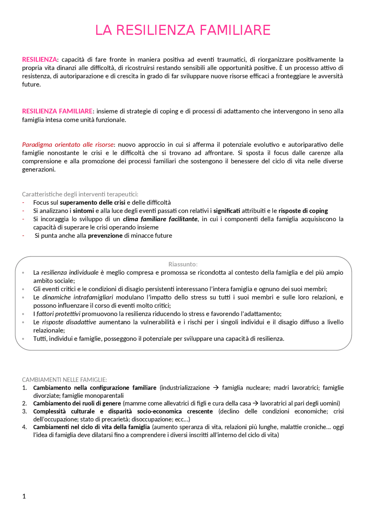 SCHEMA completo del libro La resilienza familiare, di Froma Walsh ...