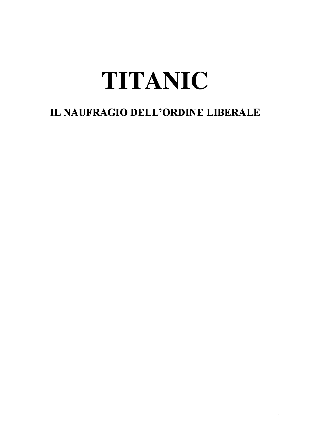 Titanic Il Naufragio Dellordine Liberale Vep Docsity