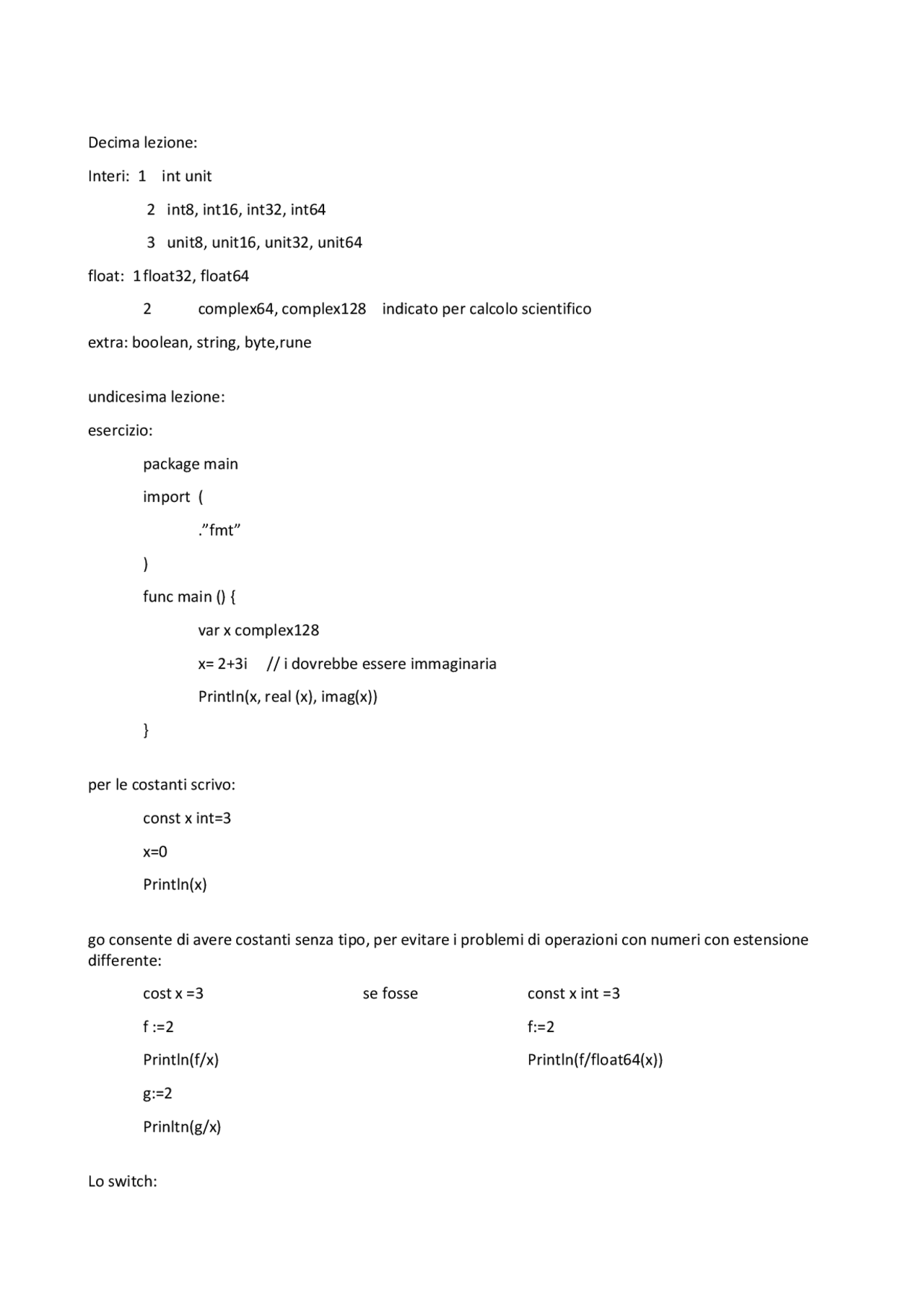 Programmazione In Go Simile A Java Docsity