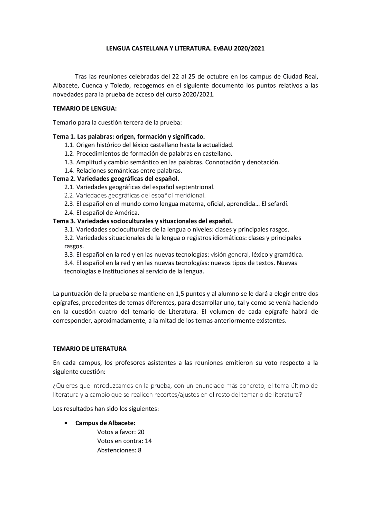 Lengua Y Literatura Evau Docsity