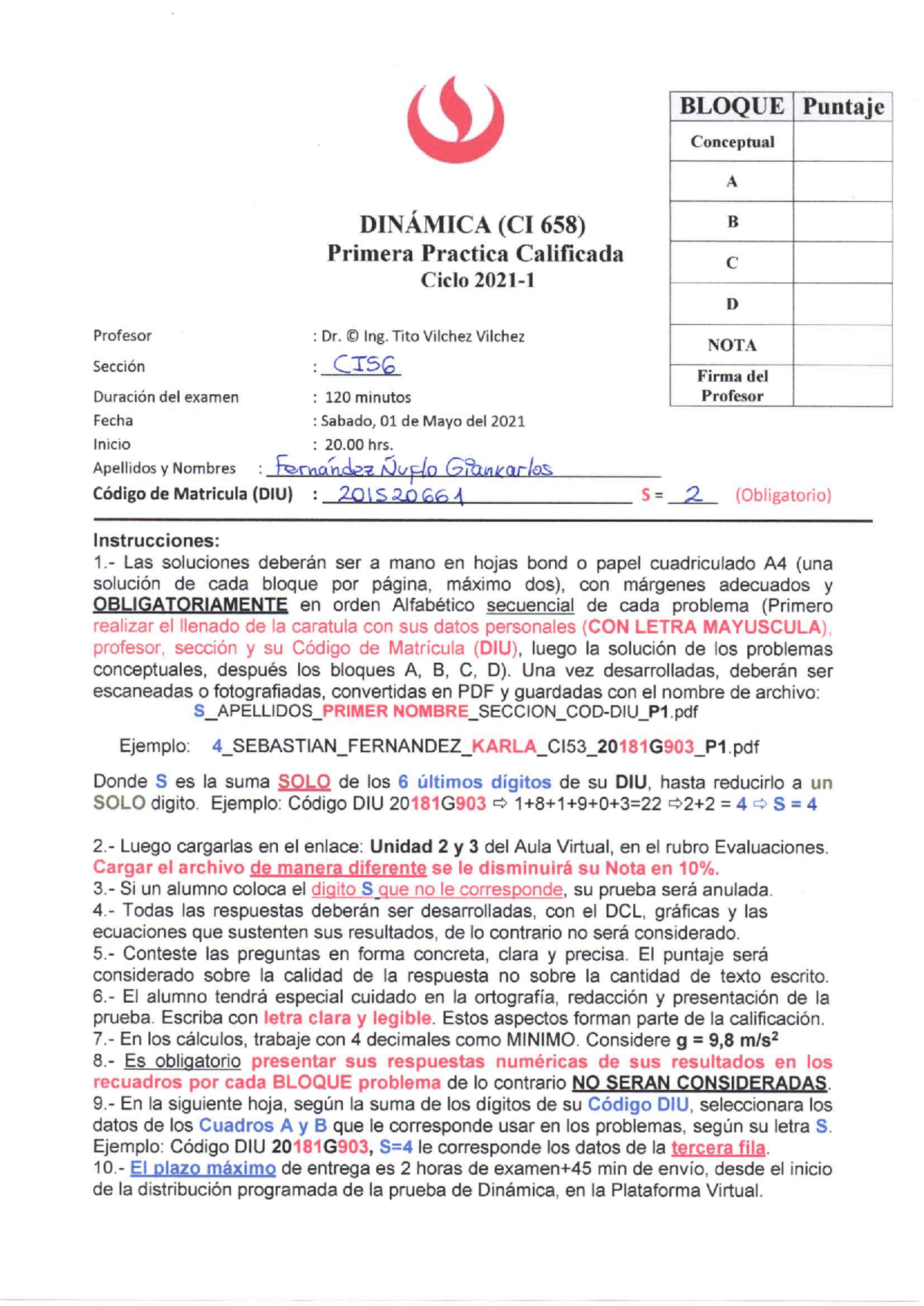 Primera Practica Calificada Docsity