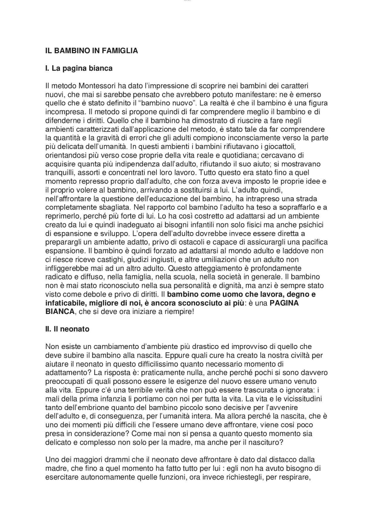 Il Bambino In Famiglia Parte I° Docsity