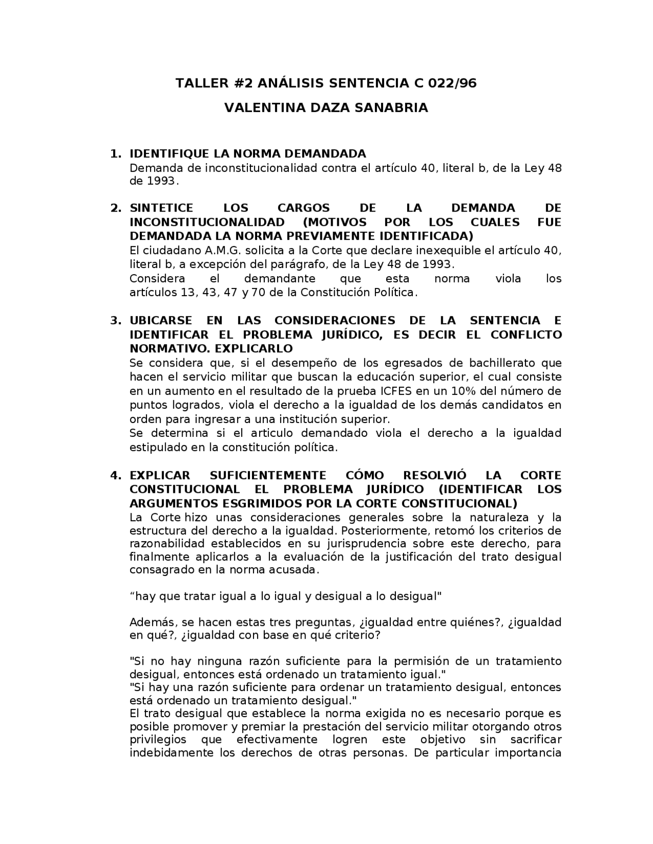 Análisis Sentencia C 022 96 Docsity