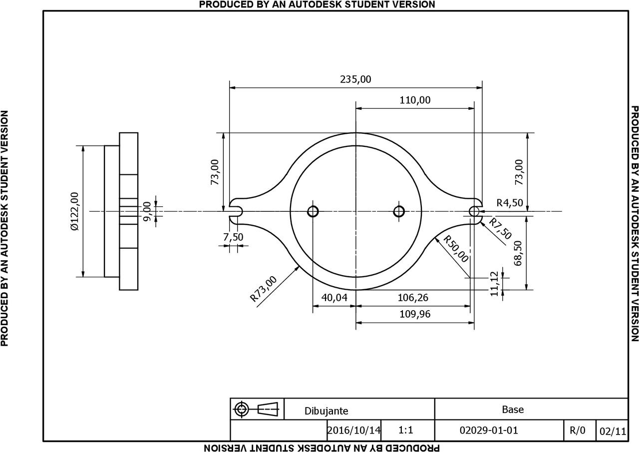 Plano de la base con sus acotaciones y dimensiones - Docsity