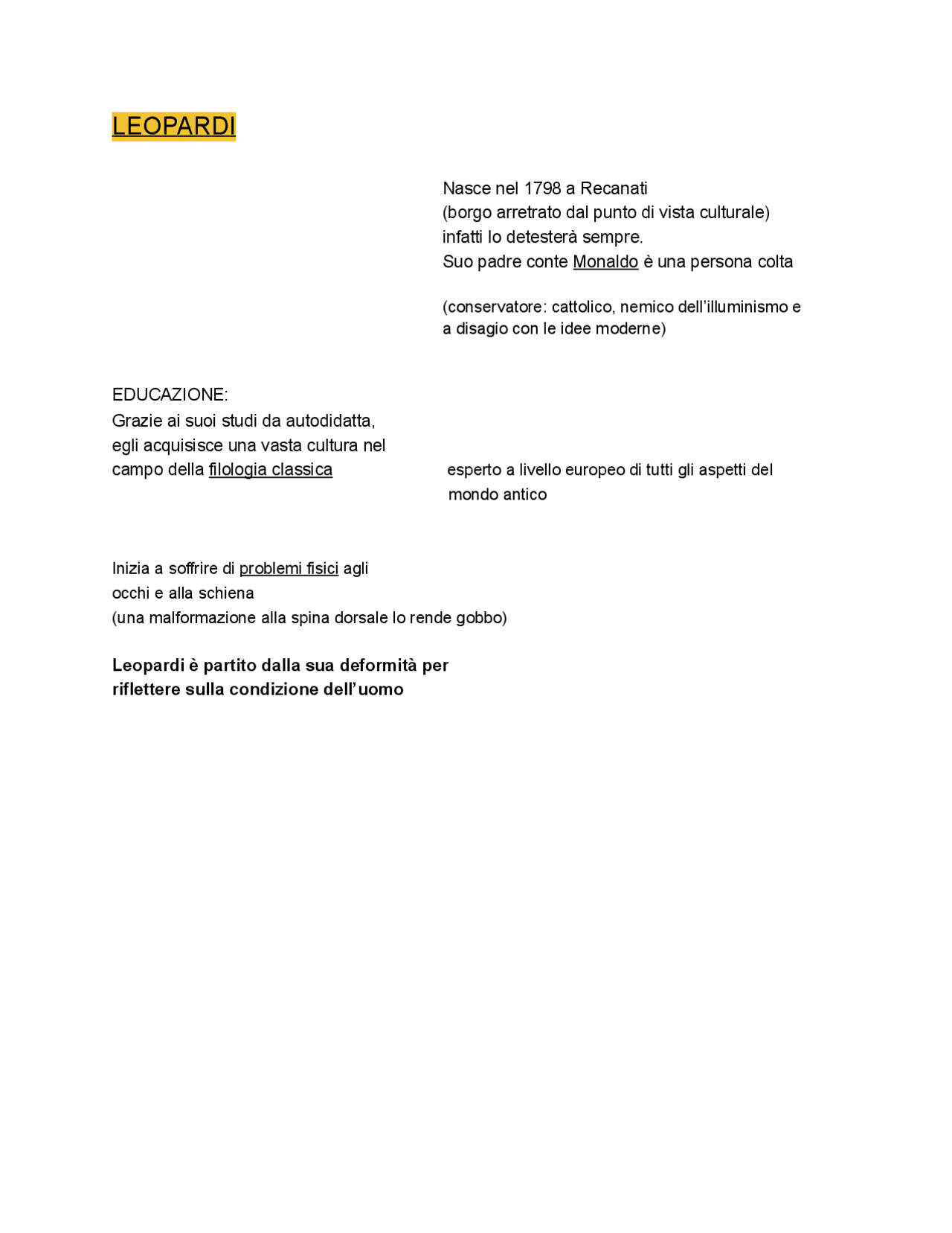 Leopardi Appunti Top Docsity