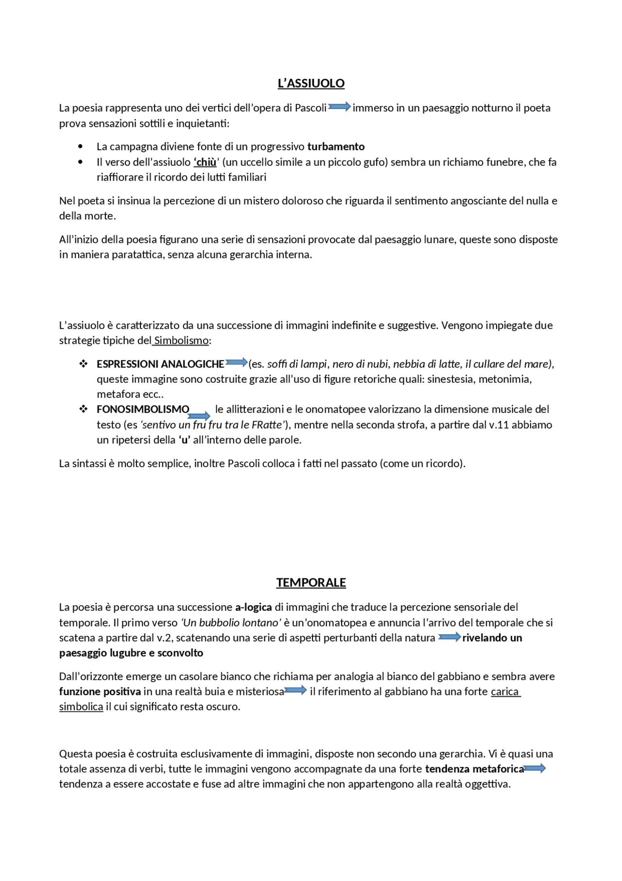 Assiuolo e temporale - Docsity