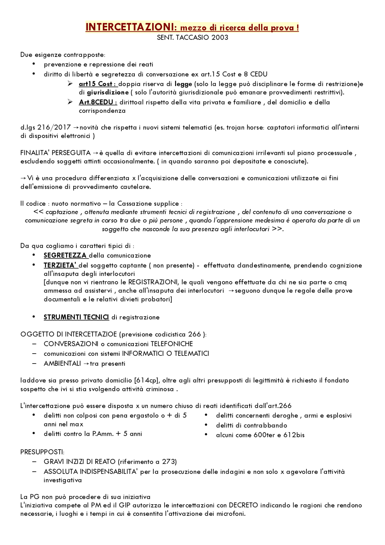 Attività di indagine e mezzi di ricerca della prova - Intercettazioni ...