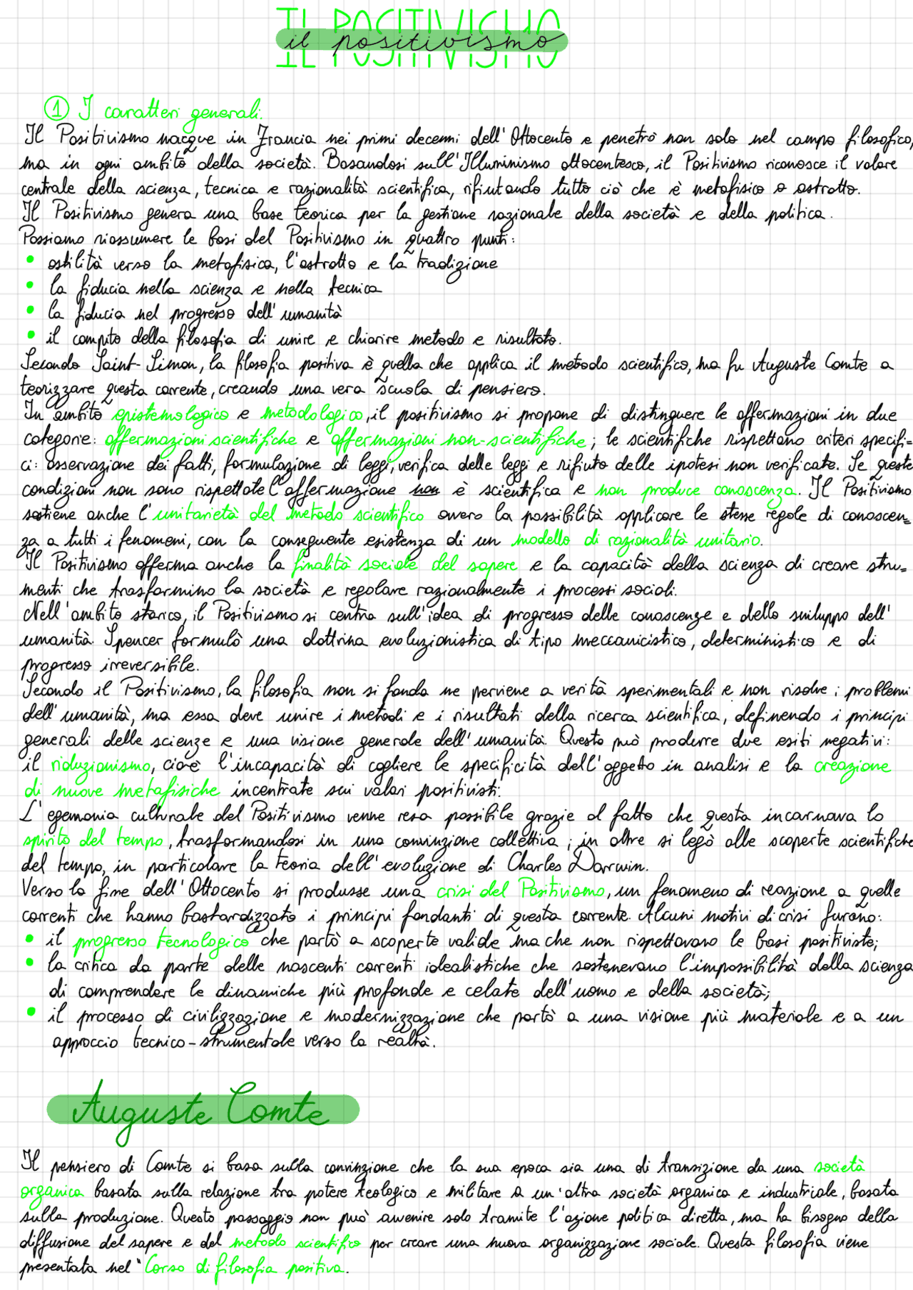 Positivismo Comte E Mill Docsity