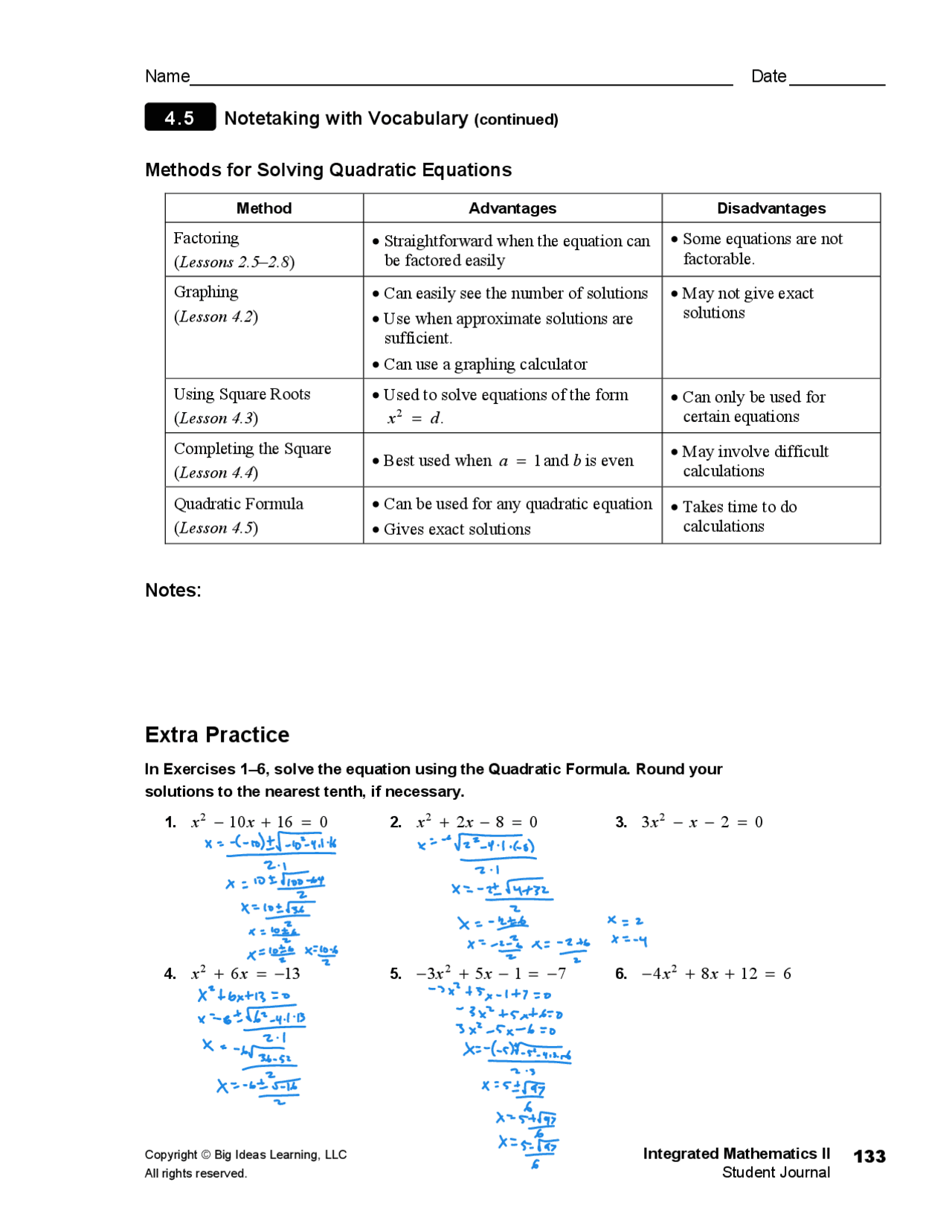 Math Student journal quiz review - Docsity