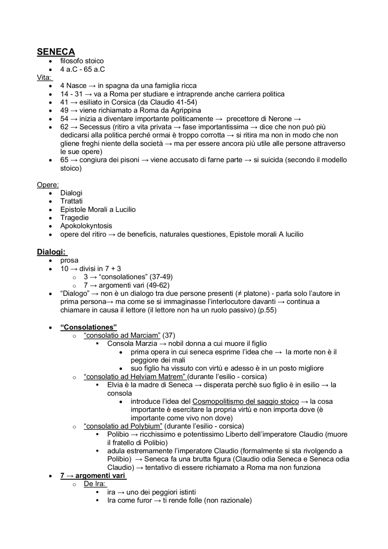 Seneca Vita E Opere Docsity