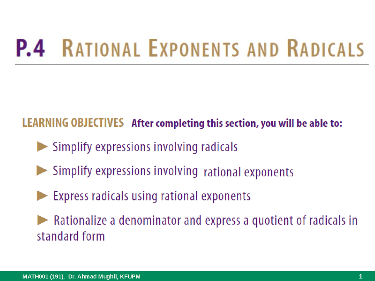 P.4 Rational Exponents and Radicals - Docsity