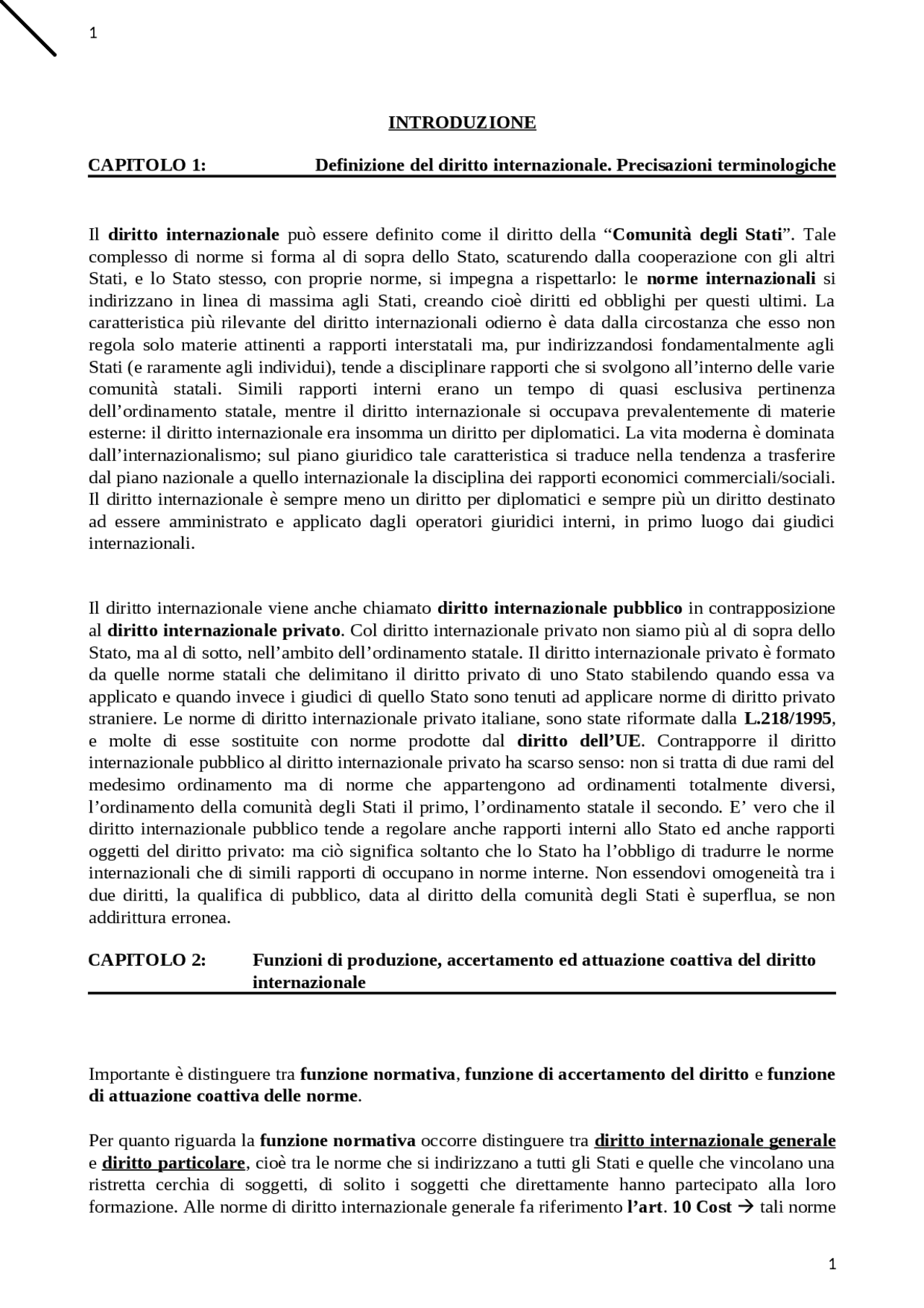 Riassunto Diritto Internazionale Docsity