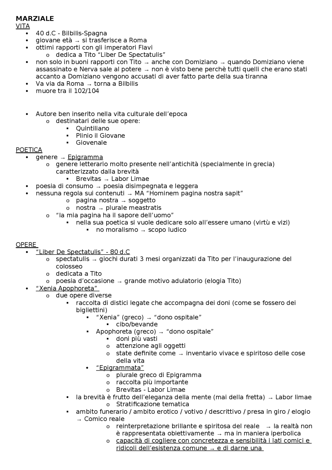 Marziale vita, poetica e opere - Docsity
