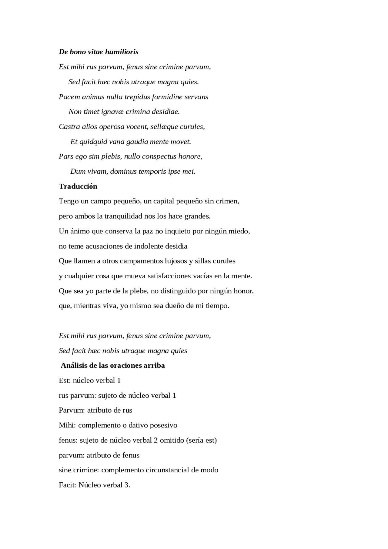 Análisis sintáctico y semántico de un poema latino - Prof. González ...