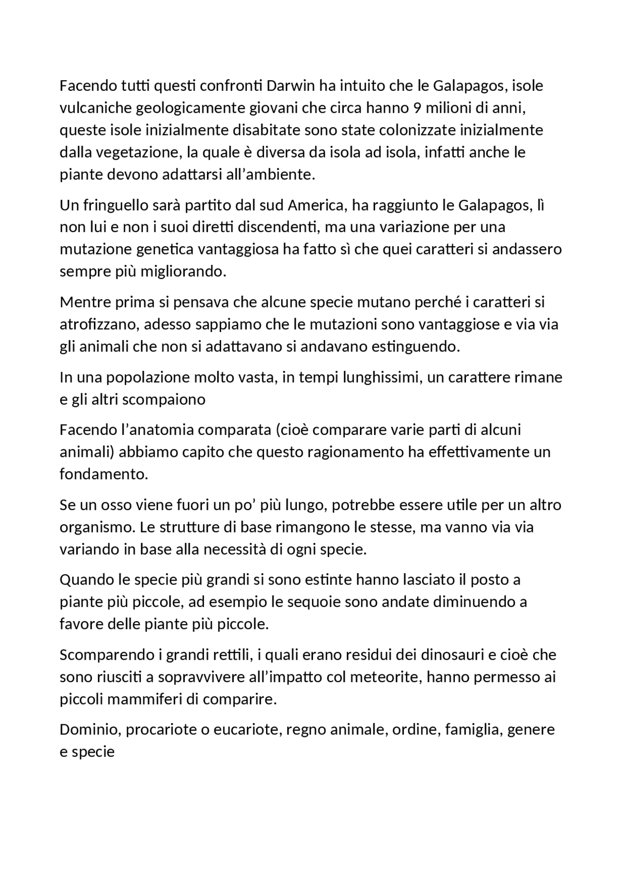 Appunti Sulle Mutazioni Di Darwin Docsity